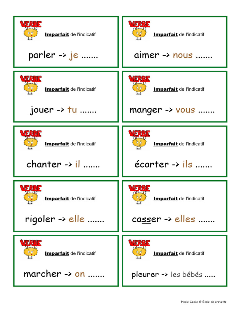 L'Imparfait Verbes 1er Groupe | PDF