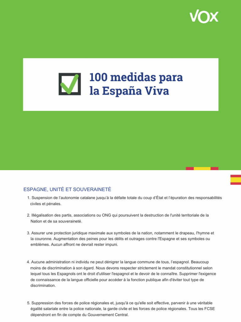 Programa Electoral VOX | PDF