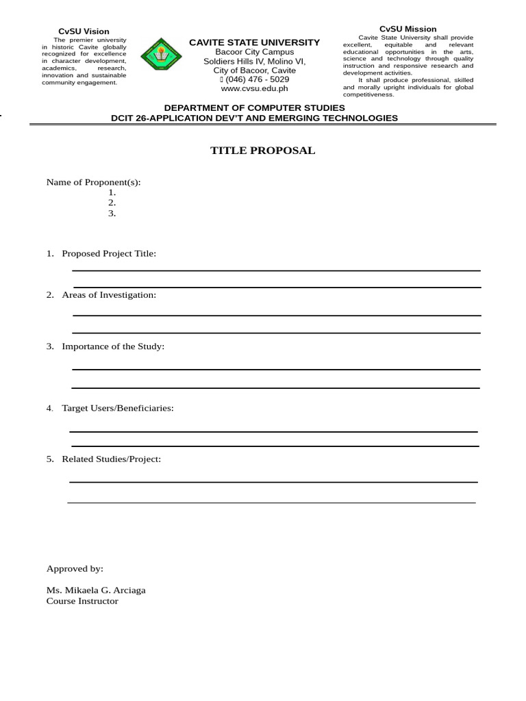Project Title Proposal Form | PDF