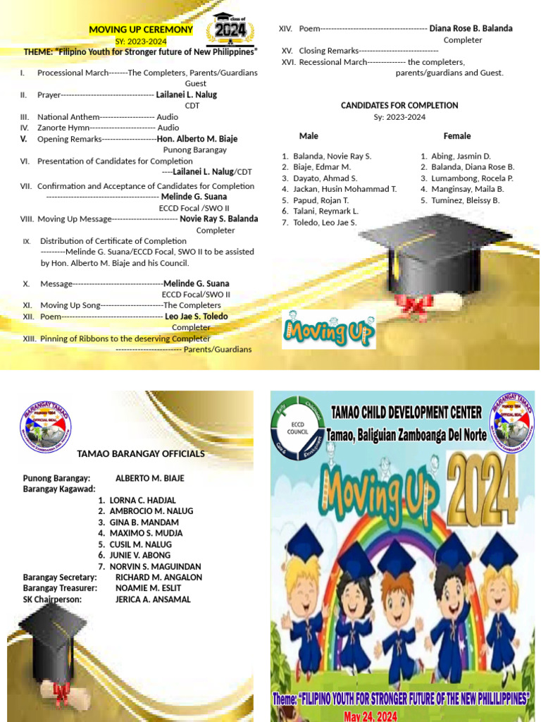 MOVING UP CEREMONY program day care. | PDF