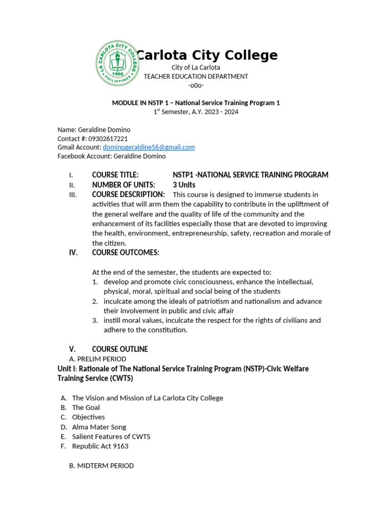 NSTP Modules 2023 2024 | PDF
