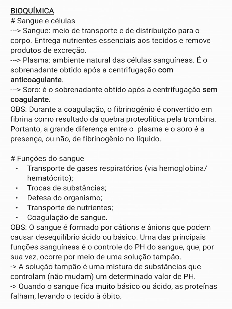 Resumo Bioquímica - 240816 - 081324 | PDF