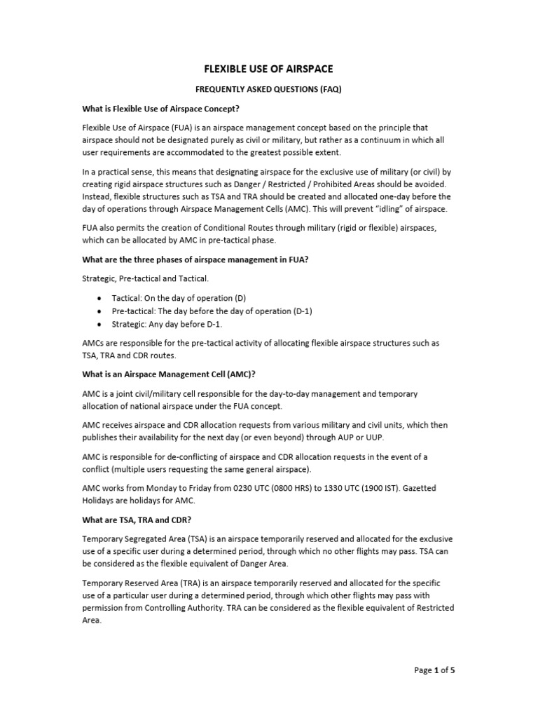 FAQ on FLEXIBLE USE OF AIRSPACE | PDF