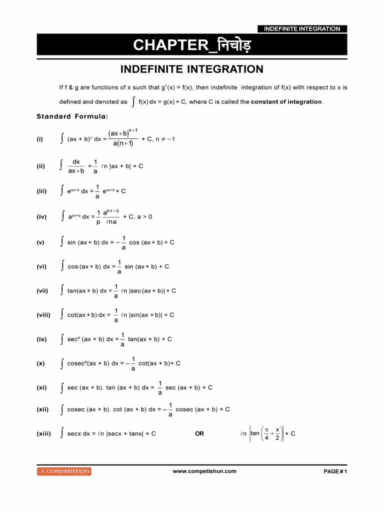 Nichod-15 - Indefinite Integration | PDF