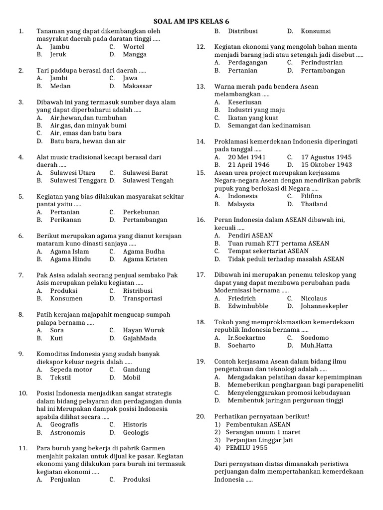 AM IPS KELAS 6 | PDF