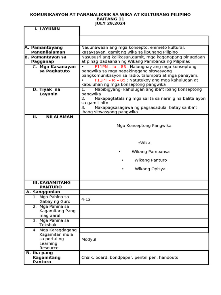 Lesson1 Komunikasyon | PDF