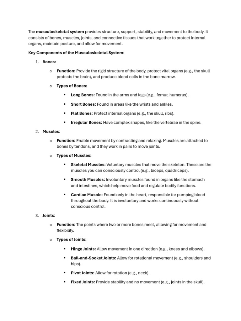 The Musculoskeletal System Provides Structure | PDF