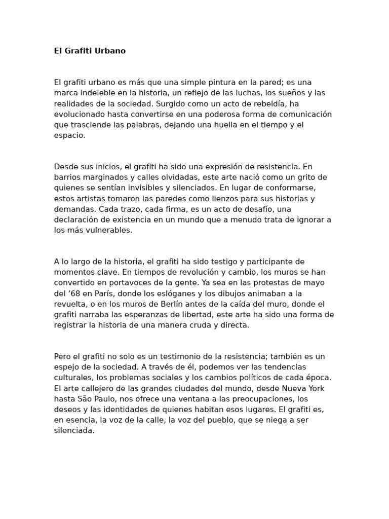 Ensayo Suxo Grafiti Urbano | PDF | Pintada | Historia
