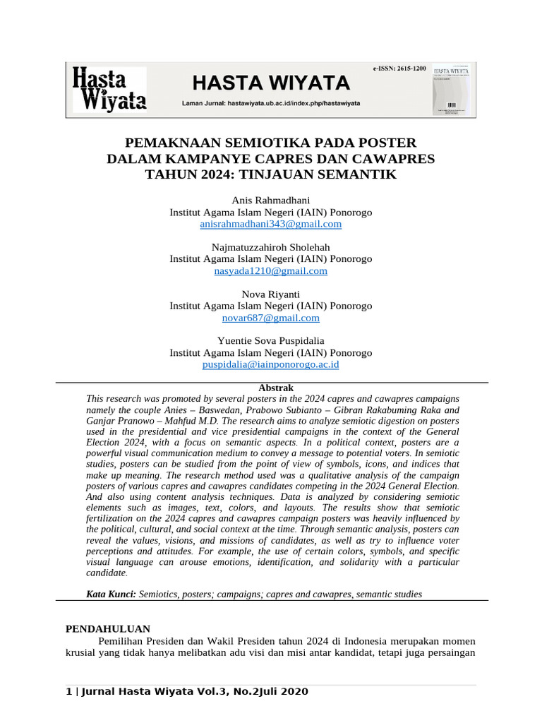 Pemaknaan Semiotika Pada Poster Dalam Kampanye Capres Dan Cawapres ...