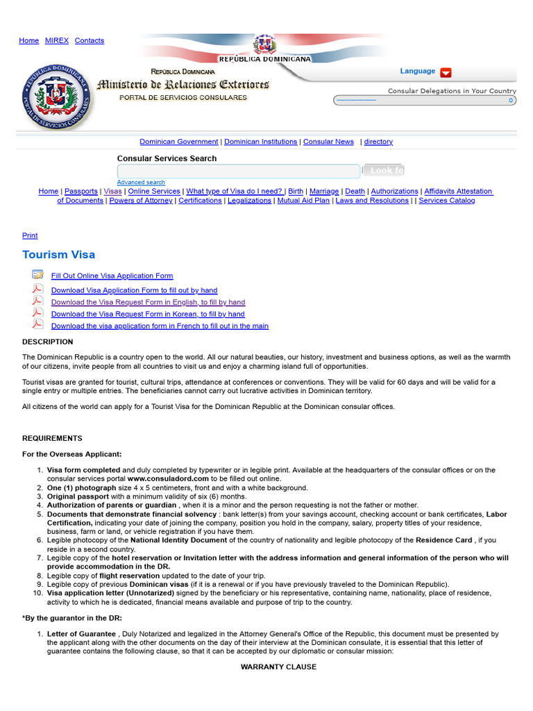 Consular Services Portal of The Dominican Republic | PDF