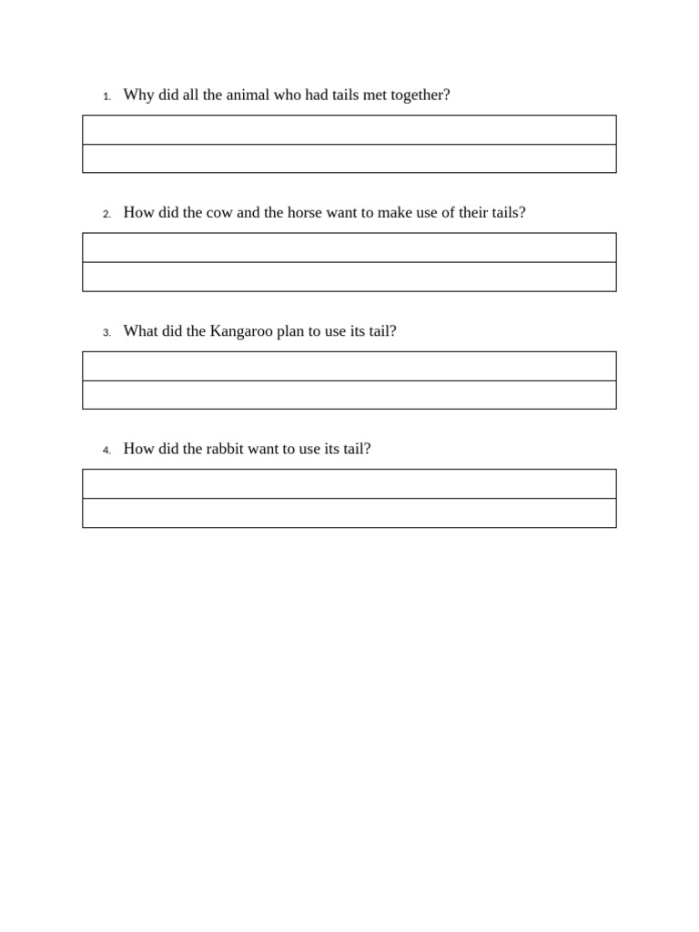 A Tale About Tails - Worksheet | PDF