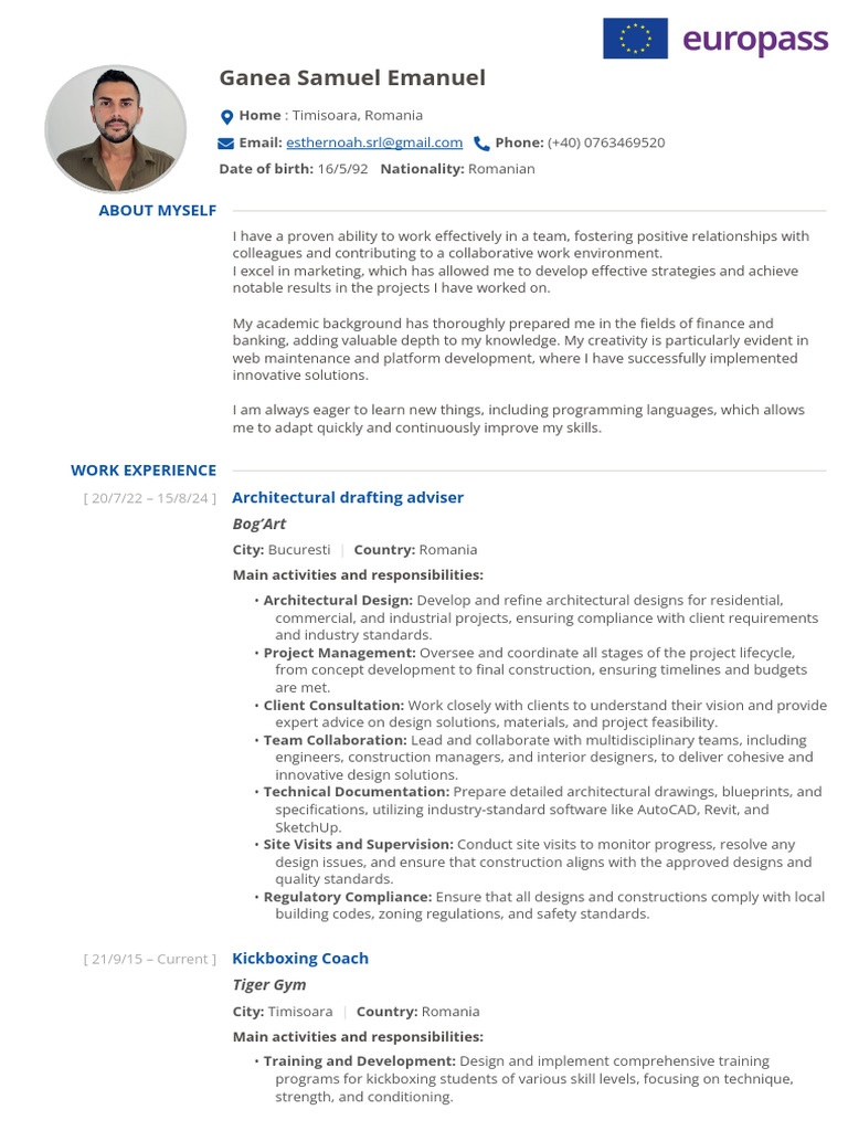 OIwsgI39JMAe Ganea - Samuel CV 2024 | PDF