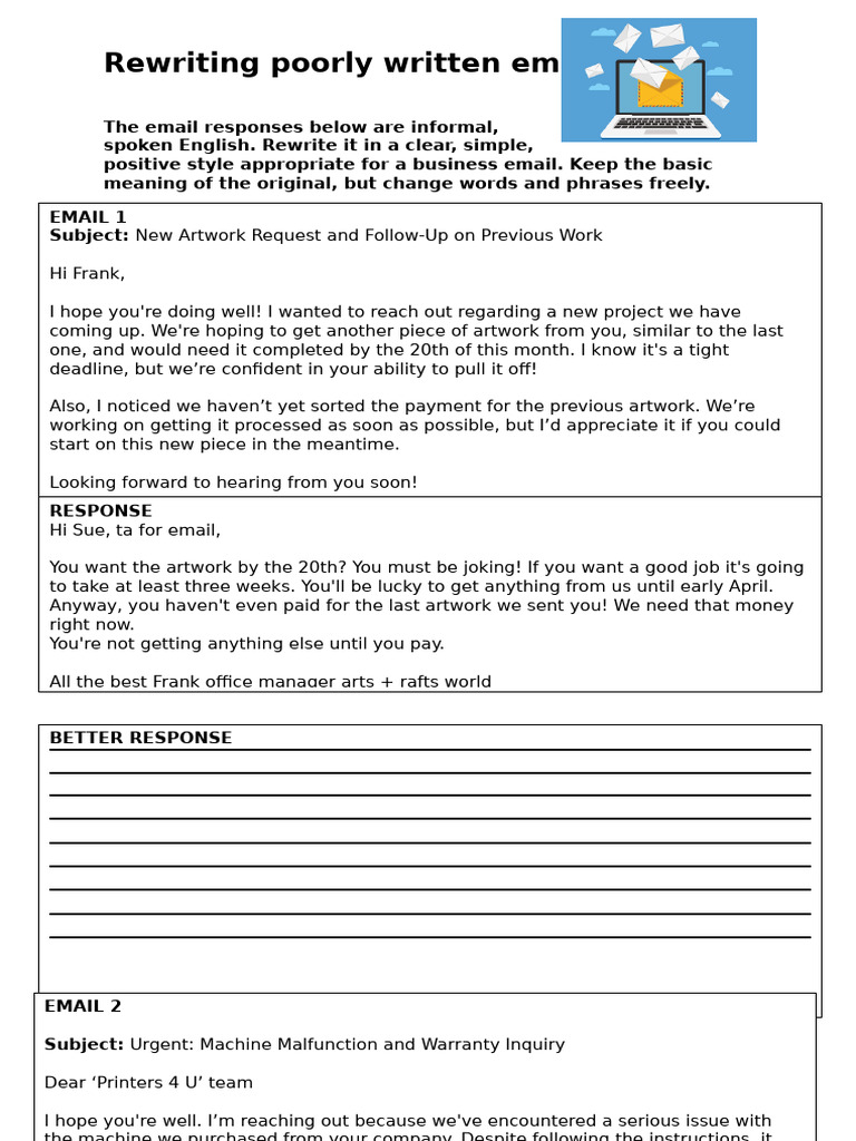 Rewriting Poorly Written Emails | PDF