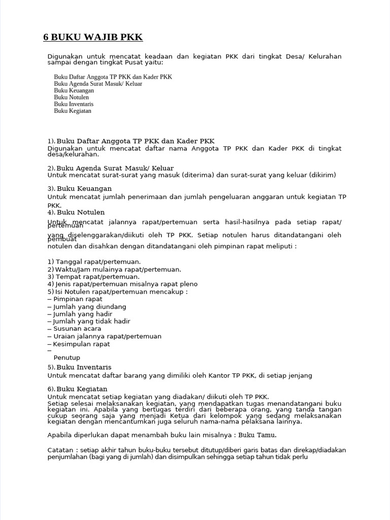 Enam Buku Wajib PKK | PDF