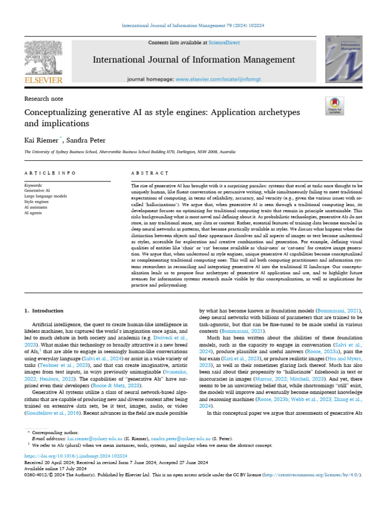 Conceptualizing Generative AI As Style Engines Application Archetypes | PDF Conceptualizing Generative AI As Style Engines Application Archetypes | PDF