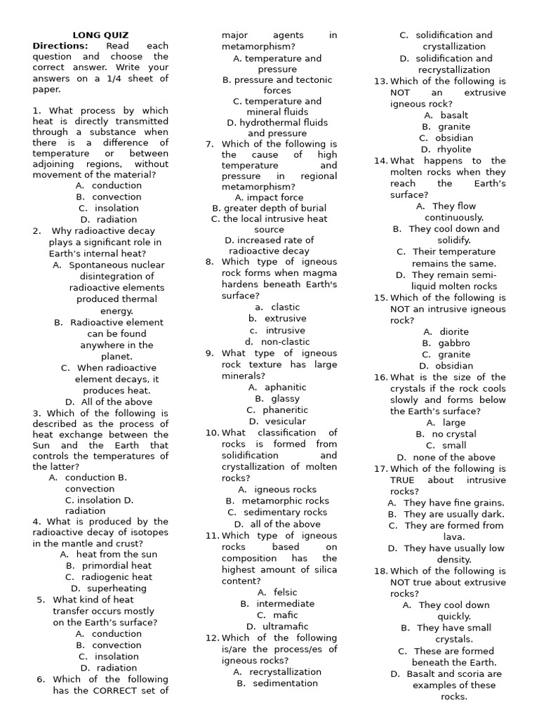 Long Quiz | PDF