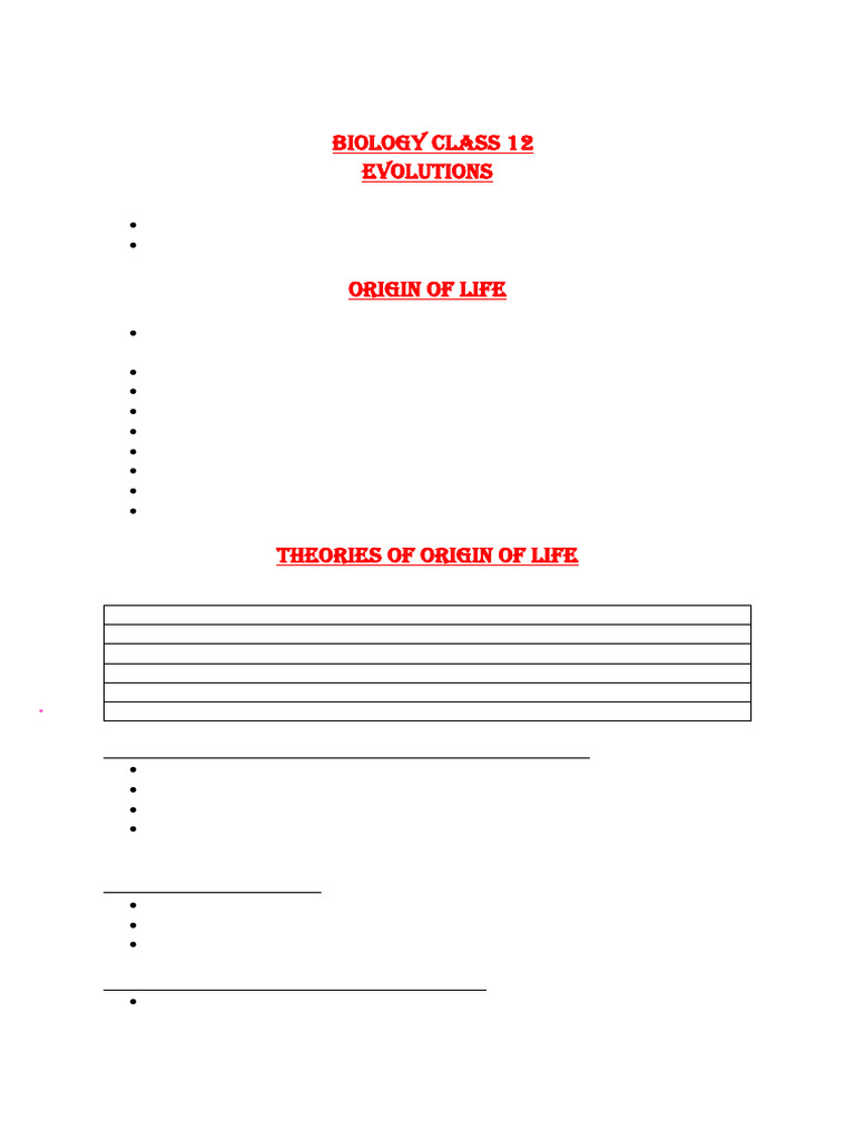 EVOLUTION Class 12 CNSSS Notes | PDF