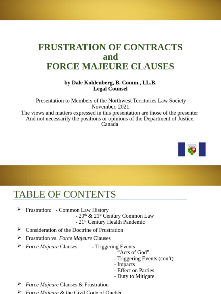 Frustration of Contract Presentation To NWT Law Society | PDF