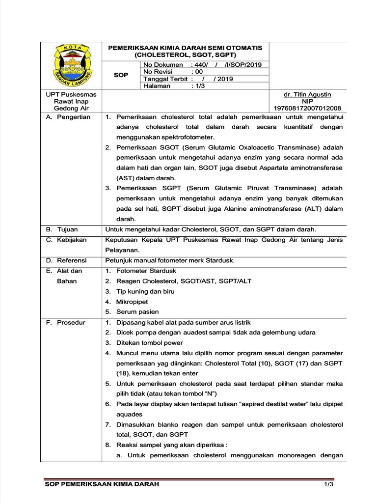 Pdf Sop Pemeriksaan Kimia Darah Compress Pdf