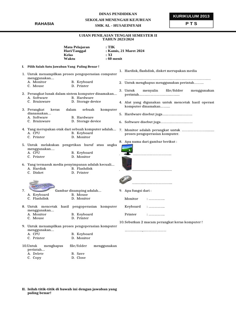 Soal Tik PTS Kelas Xi - 2 | PDF