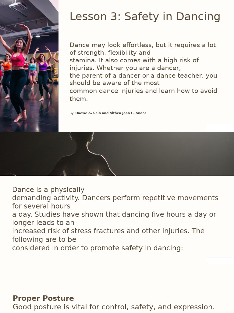 Lesson 3 Safety in Dancing 1 | PDF