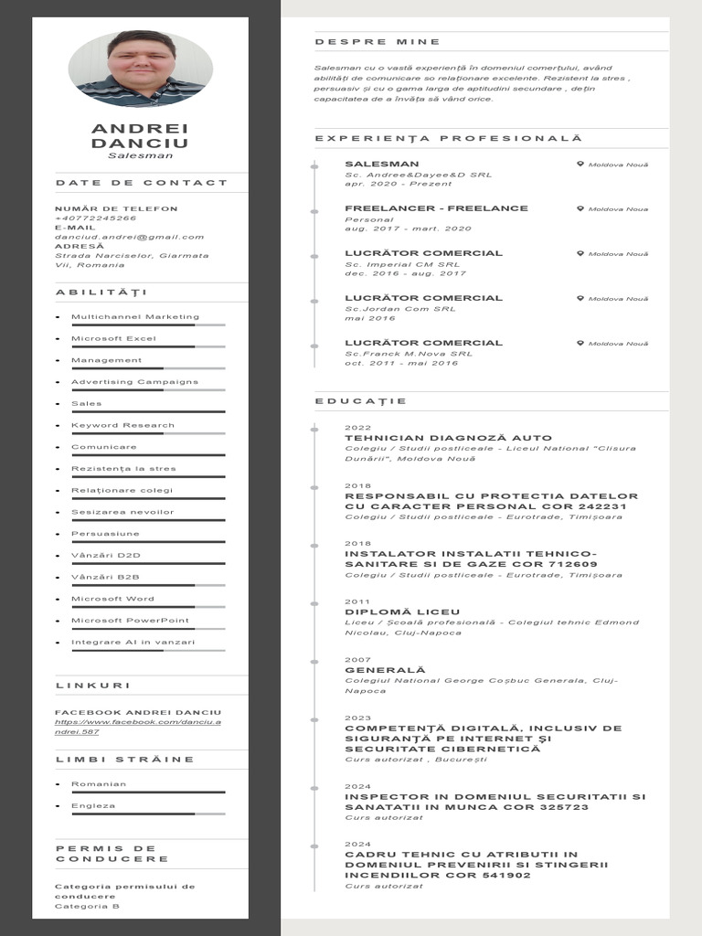 PdhsP669a7ta CV Danciu Dan Andrei | PDF