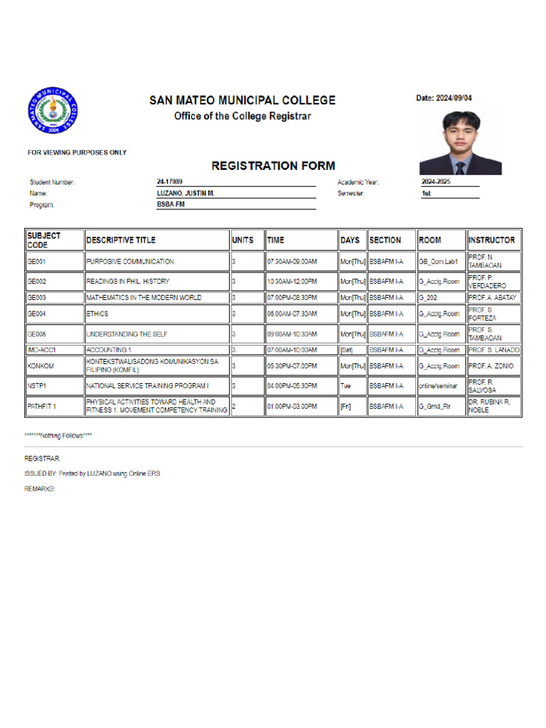 Reg Form With Pic | PDF