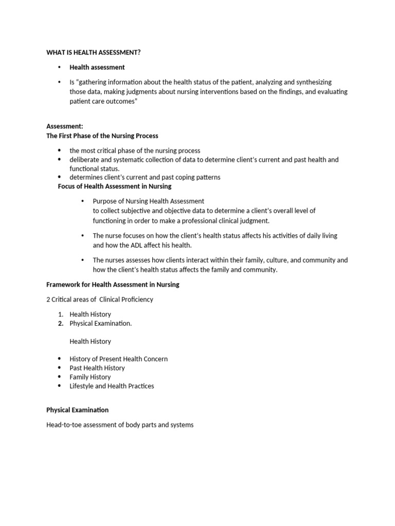 HEALTH ASSESSMENT Review Handouts | PDF