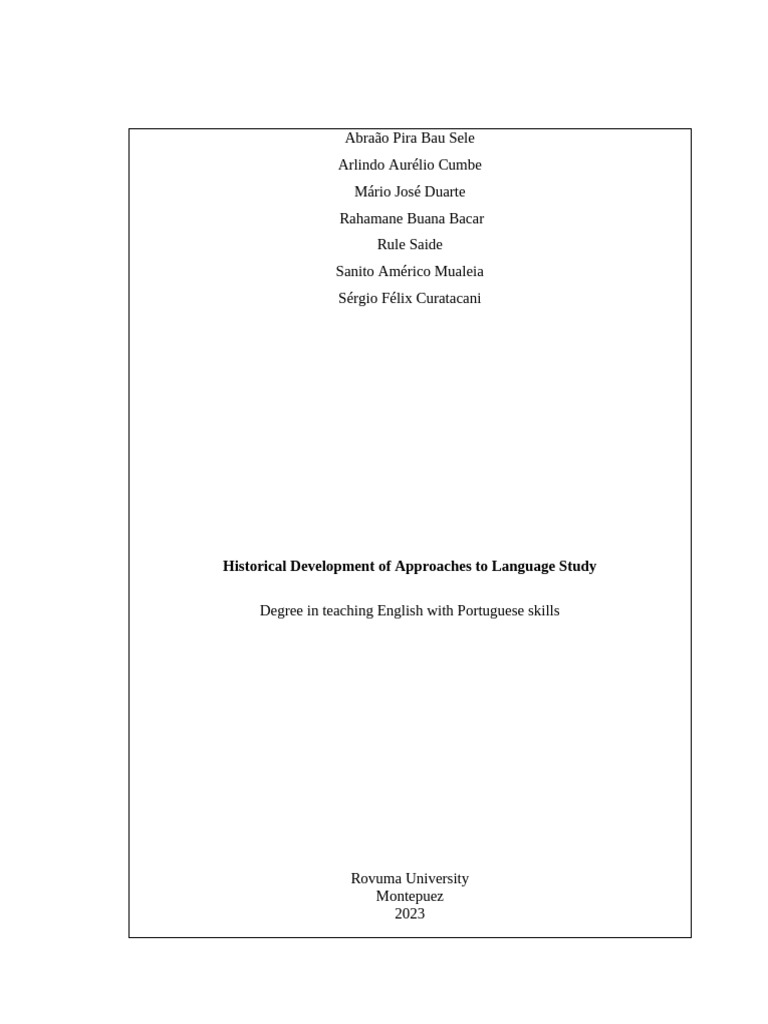 Historical Approaches to Language Study | PDF | Grammar | Language Arts ...