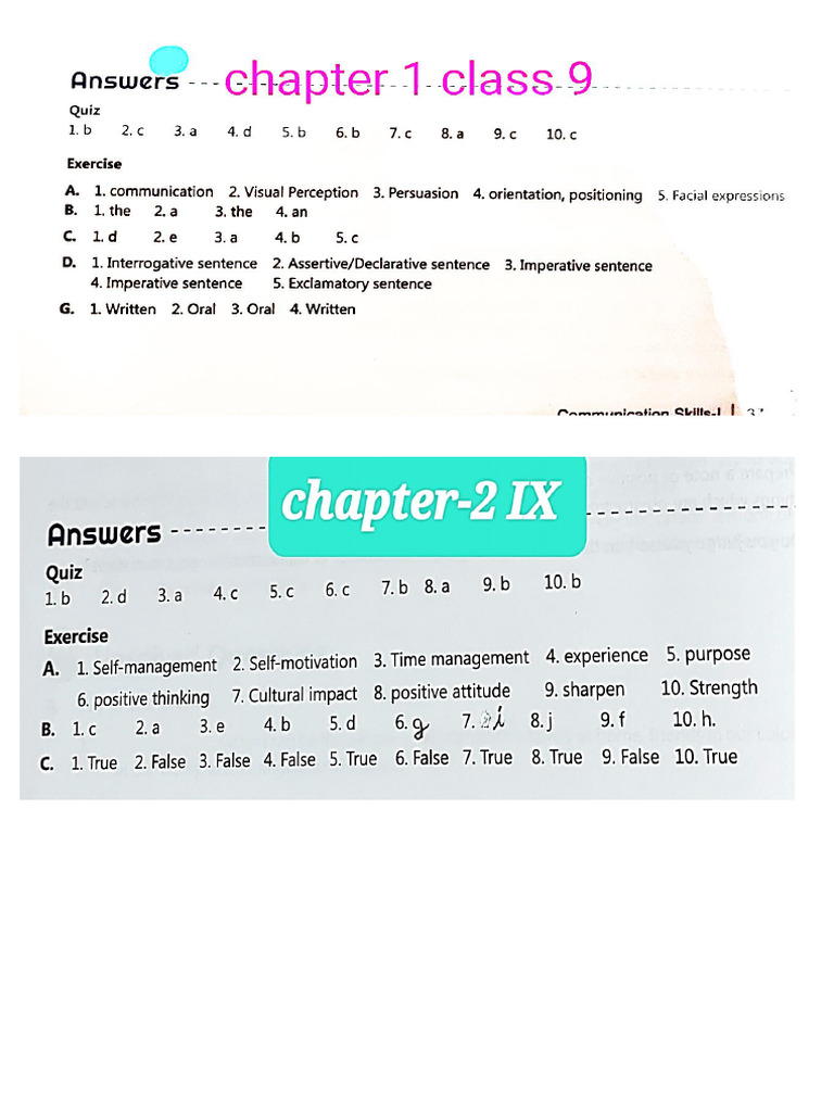 Class 9 ch1 & 2 Answers of Exercise | PDF