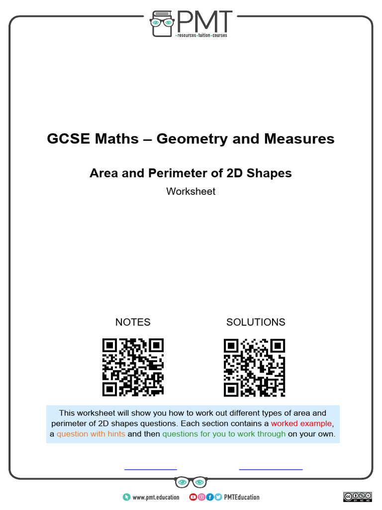 C. Area and Perimeter of 2D Shapes Questions | PDF