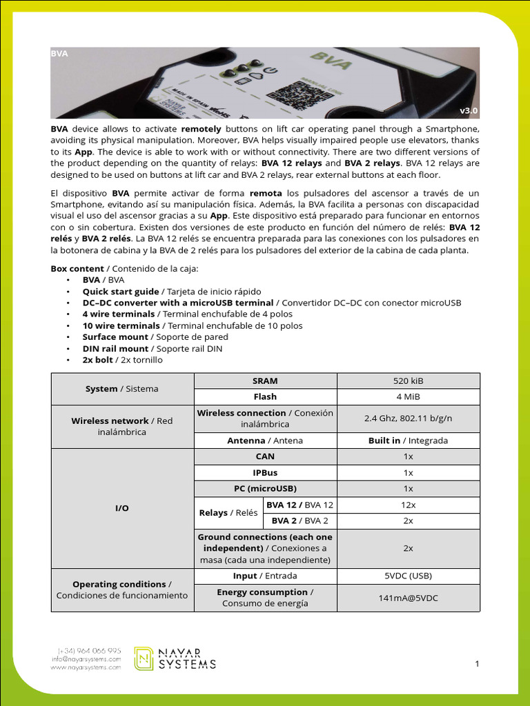 BVA Datasheet EN ES | PDF