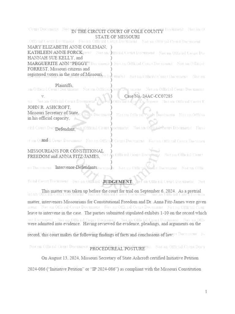 Missouri Ballot Initiative Court Case | PDF | Pregnancy | Law