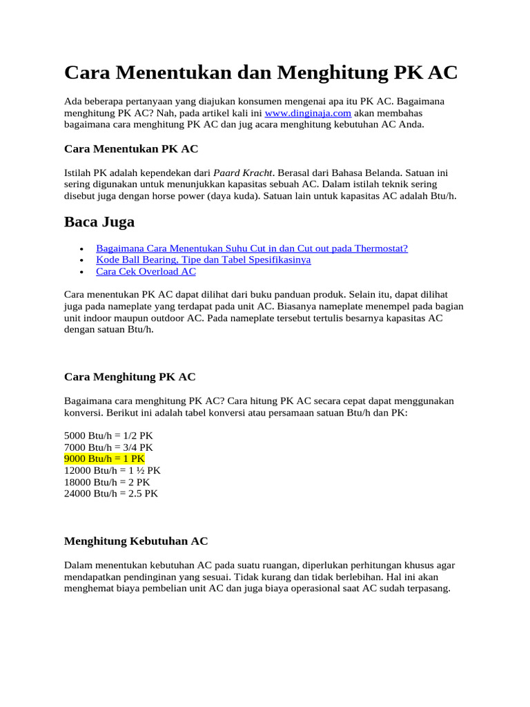 Cara Menentukan Menghitung PK Ac | PDF | Teknologi & Rekayasa