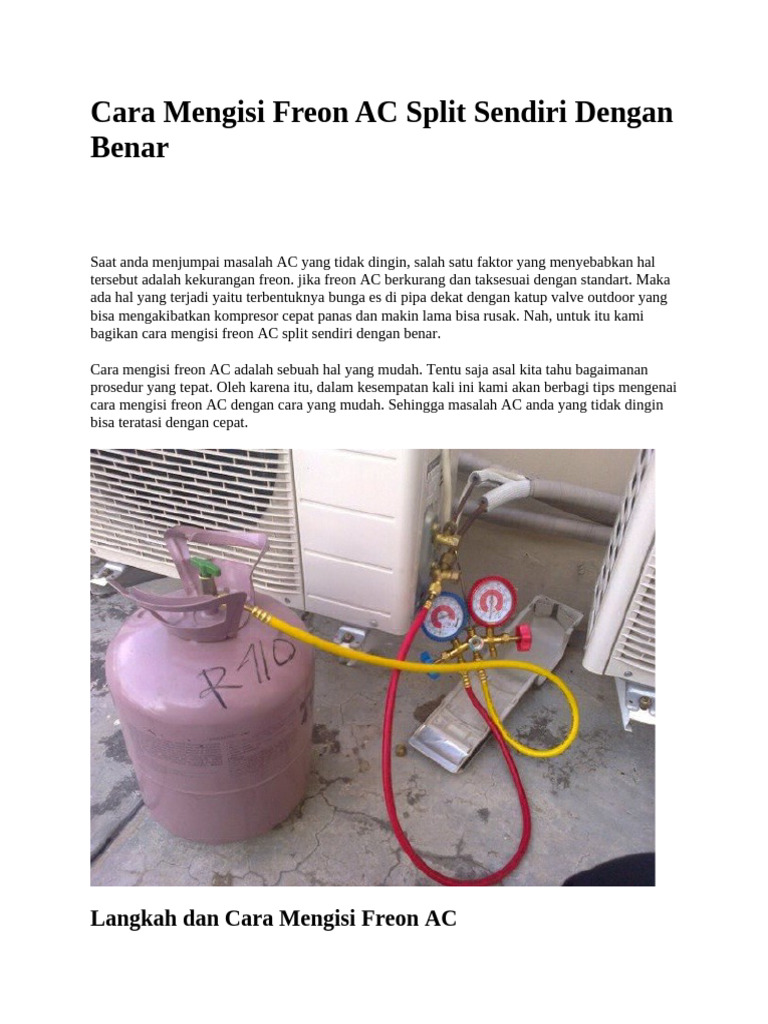 Cara Isi Refrigerant Ac | PDF