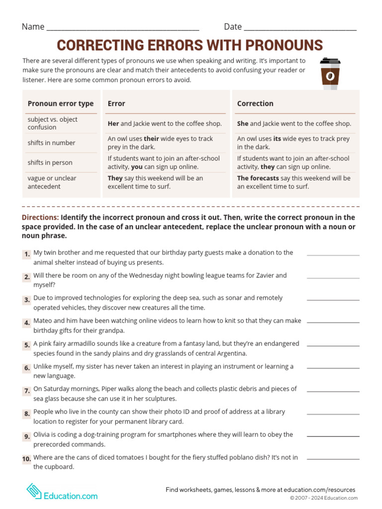 Correcting Errors With Pronouns | PDF