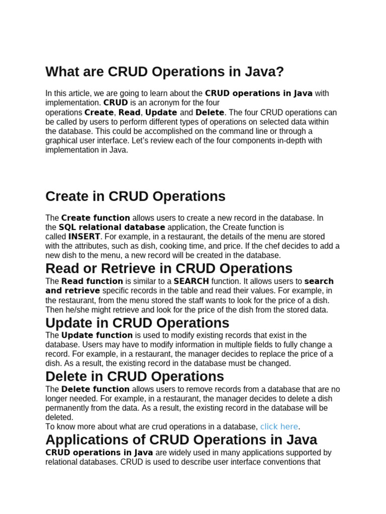 crud operation | PDF crud operation | PDF