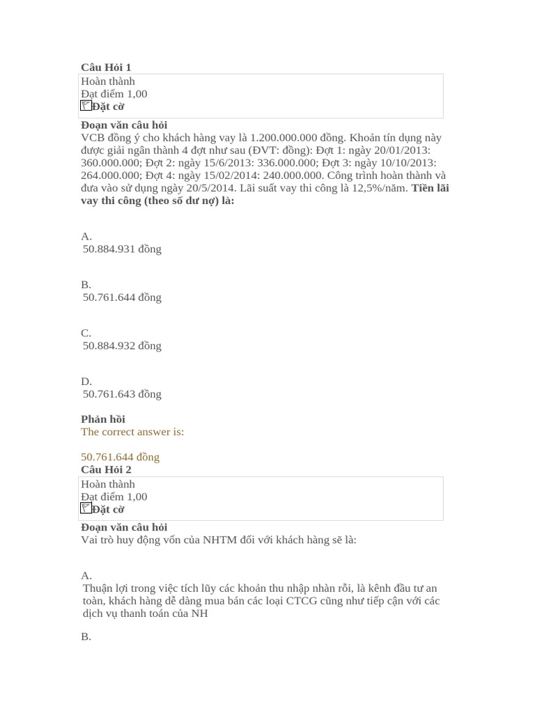 50 Câu NHTM | PDF