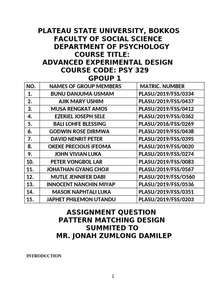 Experimental Design Group 1 | PDF