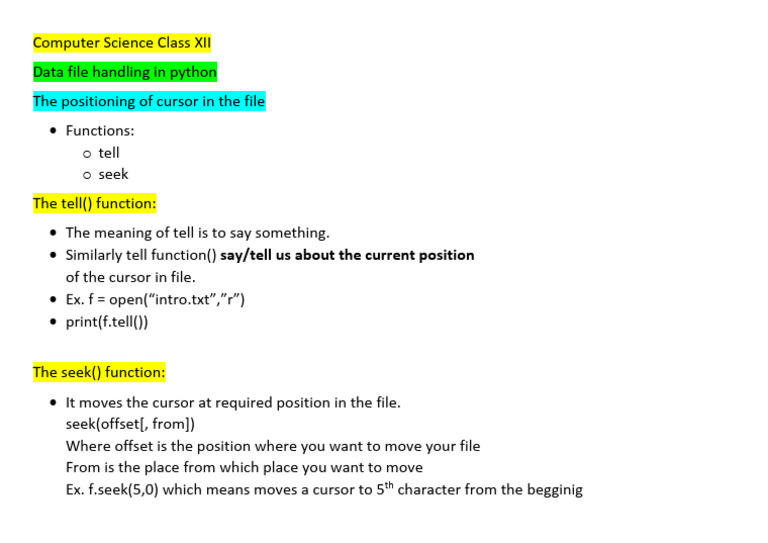 Tell and Seek Functions | PDF