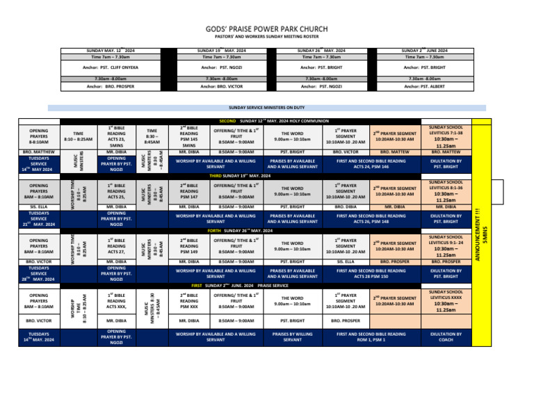 May Workers Roster 2024 New | PDF