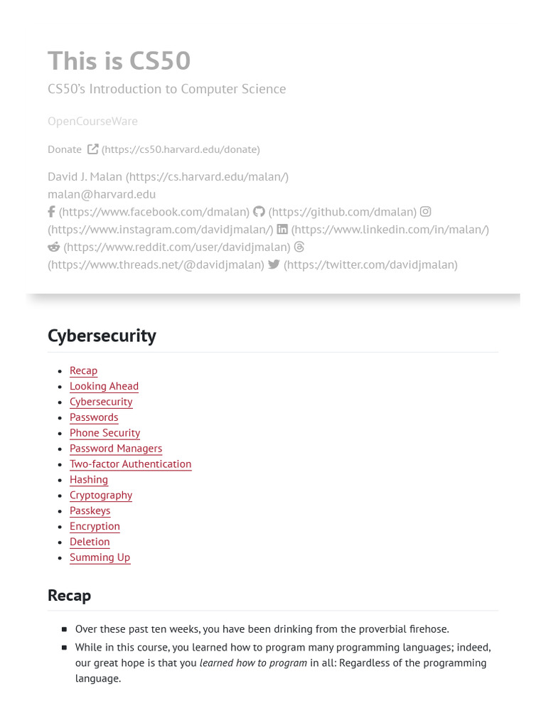 Week 10 - Cybersecurity Notes | PDF