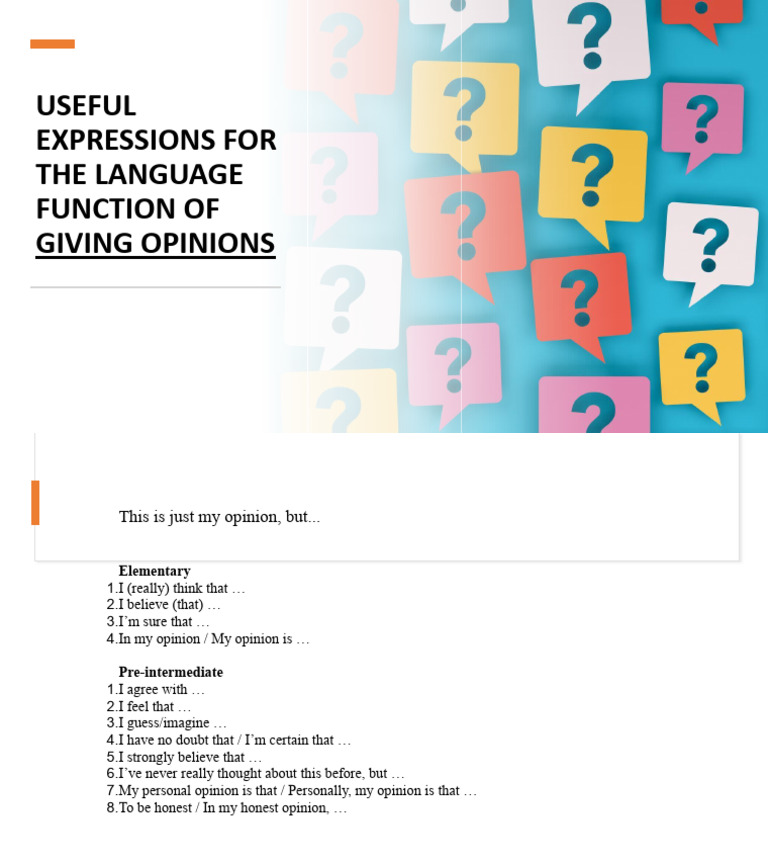 Giving Opinions A1 A2 | PDF