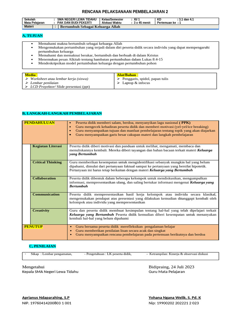 RPP 2 Pak Xi Rev 2023 | PDF