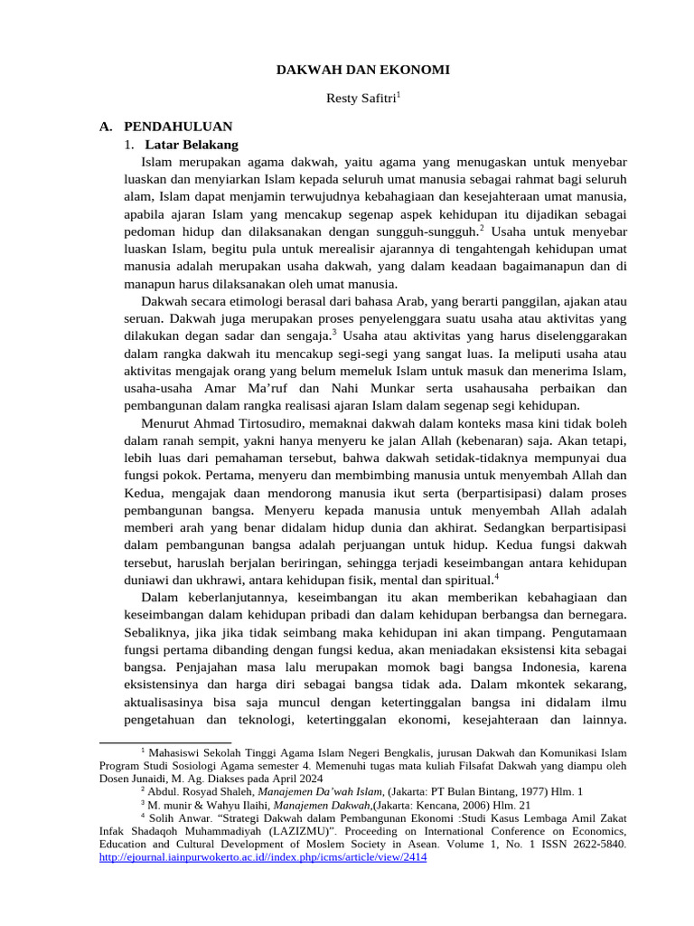 Makalah Dakwah Dan Ekonomi | PDF