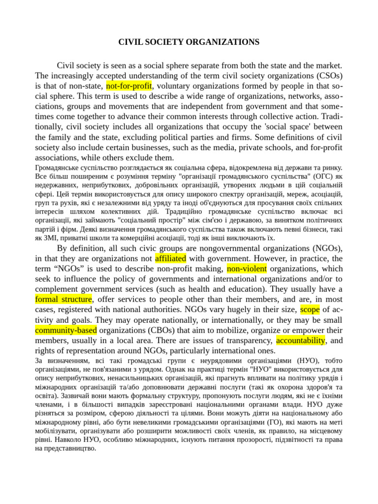 Civil Sosiety Organizations | PDF