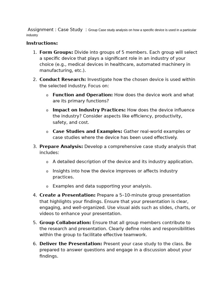 GT Case Study Analysis On How A Specific Device Is Used in A Particular ...