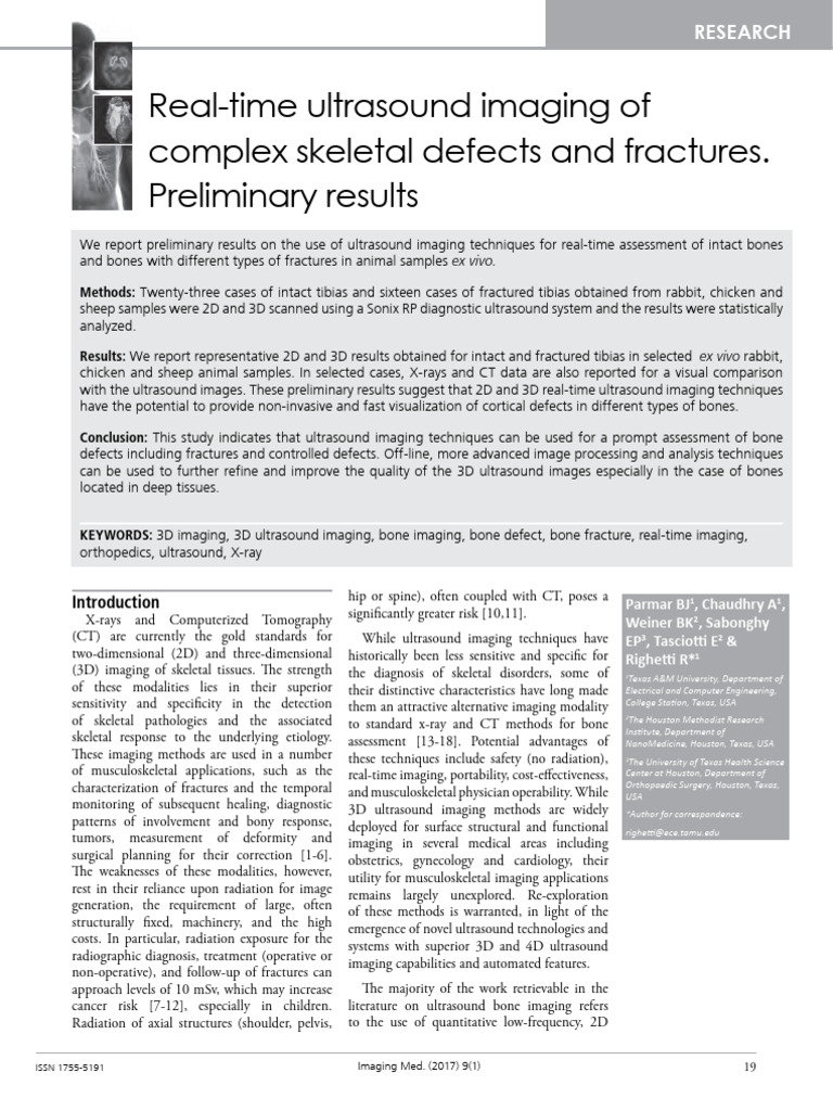 Realtime Ultrasound Imaging of Complex Skeletal Defects and Fractures ...