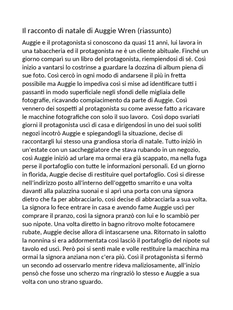 Il Racconto Di Natale Di Auggie Wren | PDF