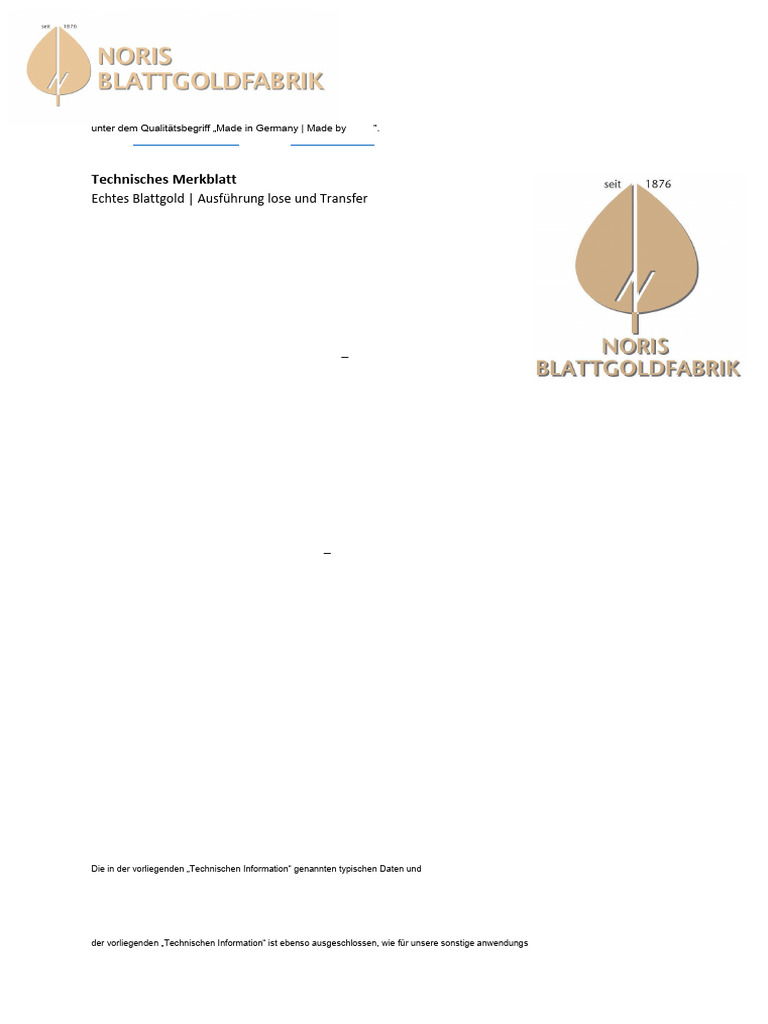 Technisches Merkblatt Gold Noris Pdf